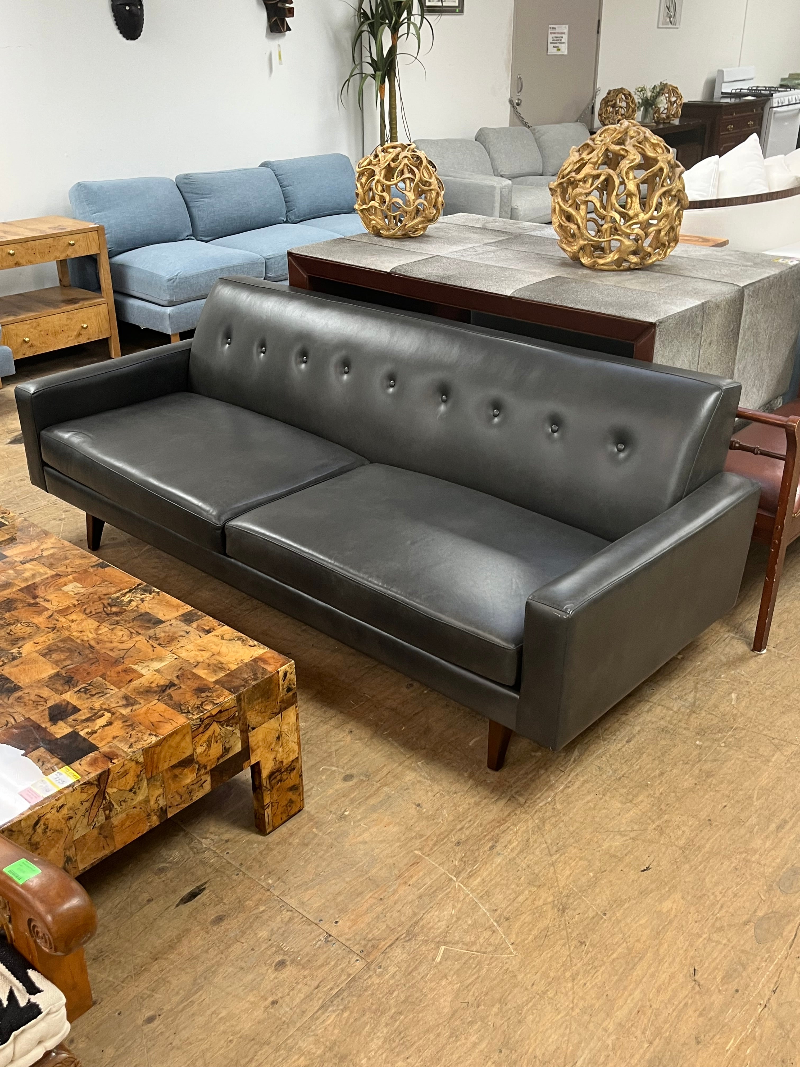 Benchmade Modern Tufted Black Leather Couch – SAN GABRIEL VALLEY ...
